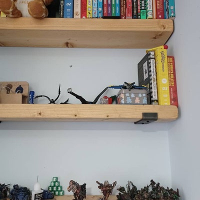 Rustic Shelves Handcrafted Solid Wood & Inverted Metal Shelf Brackets ...