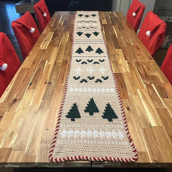 Holly Jolly Crochet Table Runner PDF Pattern | Christmas Crochet Table ...