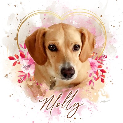 Custom Dog Portrait, Digital Portrait Dog Personalised Dog Portrait ...