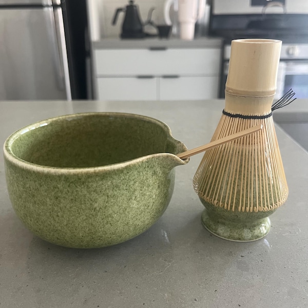 Hand-painted Peach Blossom Ceramic Matcha Bowl Set With Bamboo Whisk ...