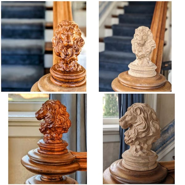 Lion Staircase Finial With Round Base , Unfinished, Lion Statue for ...