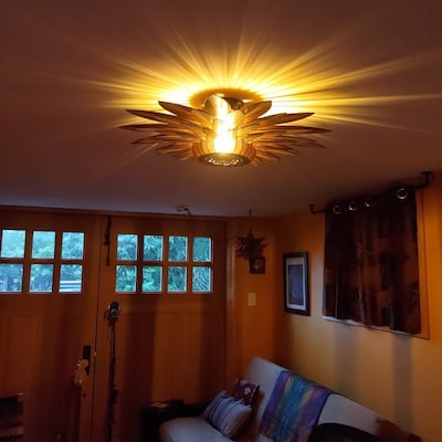 JASMINE Flower Pendant Light Fixture Wooden Hanging Lamp - Etsy