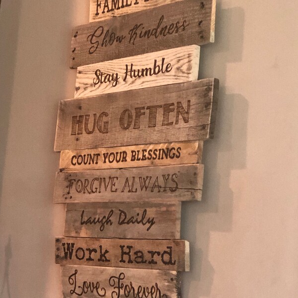 Handmade Family Rules Wood Wall Décor, Large Statement Piece for Living ...