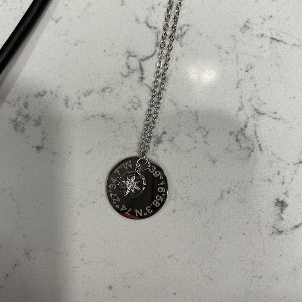 Compass Necklace for Women Coordinate Engraved Necklace Daughter ...