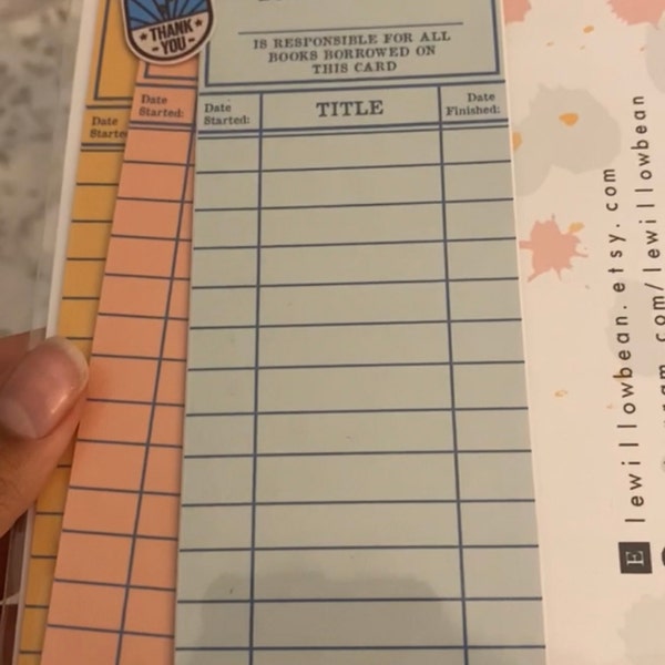 Library Book Card Book Mark Tracker, Vintage Look, Thick Sturdy Layered ...