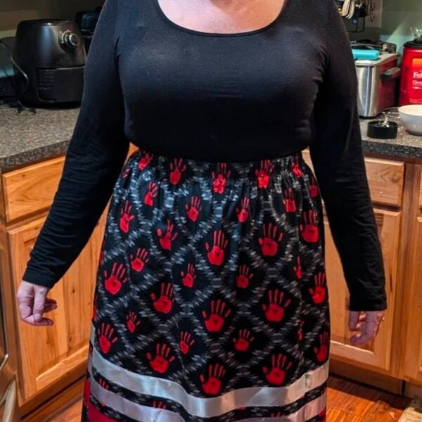 Red Hand Cotton Ribbon Skirt | Women's Ribbon Skirt | Ribbon Skirt ...