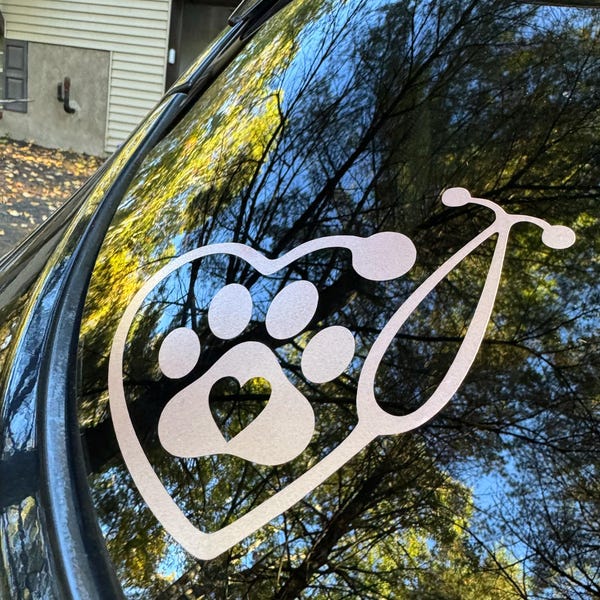 Paw Print Stethoscope Vinyl Decal: Vet Sticker - Etsy