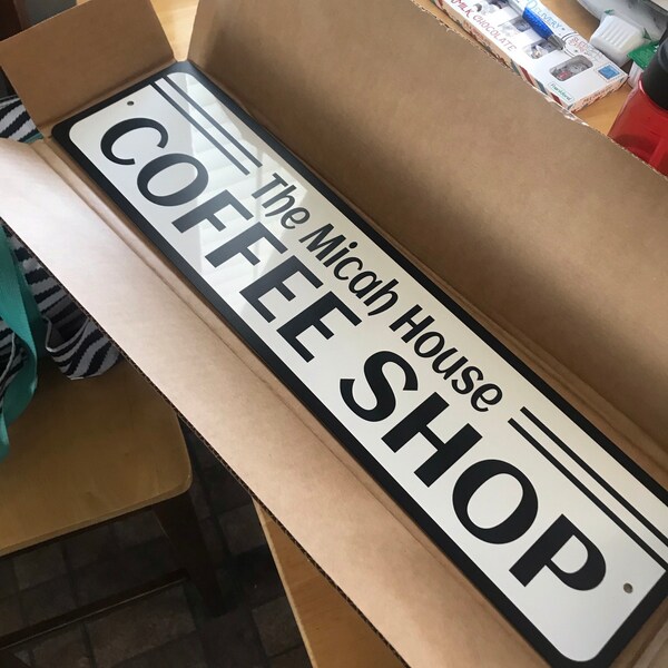 Main Street Coffee Shop Sign, Personalized Coffee Bar Location Sign ...