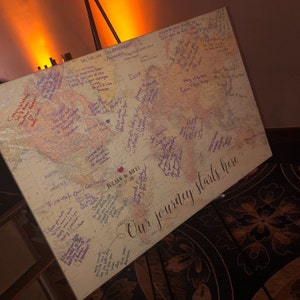 Canvas Guest Book World Map Signature GuestBook Destination | Etsy