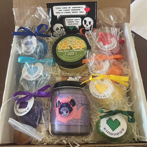 Undertale Gift Set - Sugar Scrub, Lip Balm, Candle, and Seven Soul ...