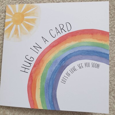 Hug in a Card Rainbow Card Love You Card Miss You Card See You Soon ...