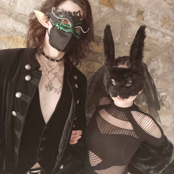 Black Rabbit Mask, Handmade - Etsy