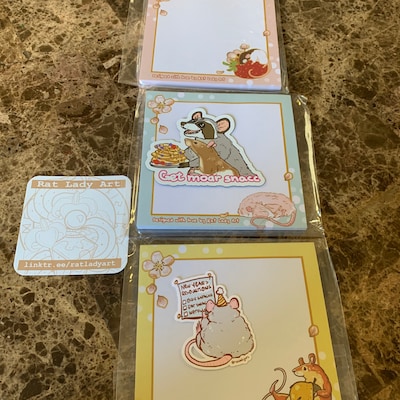 4x4 Inch Memo Pads SET Rat and Raccoon Stationery Grocery List - Etsy