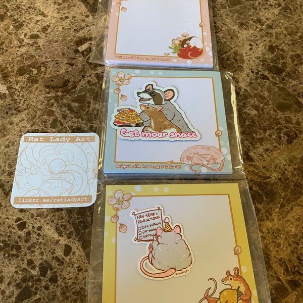 4x4 Inch Memo Pads SET Rat and Raccoon Stationery Grocery List - Etsy
