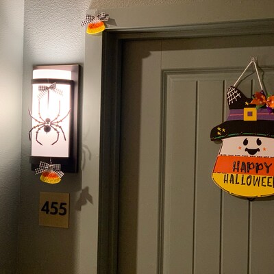 Happy Halloween CANDY CORN SIGN Pumpkin Wall Art Door Plaque Holiday ...