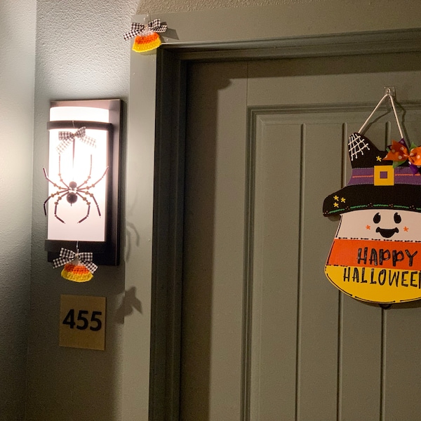 Happy Halloween CANDY CORN SIGN Pumpkin Wall Art Door Plaque Holiday ...