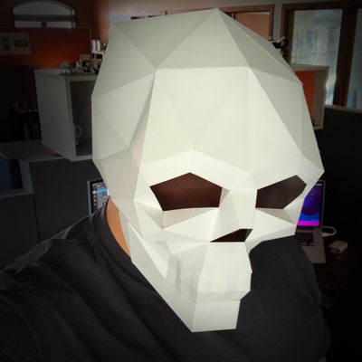 DIY Skull Mask, Low Poly Paper Craft Template, Printable Skull Mask ...