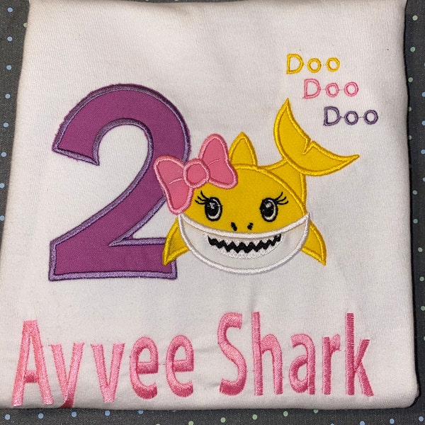 Shark Applique, Shark Number 2 Birthday Machine Embroidery Applique ...