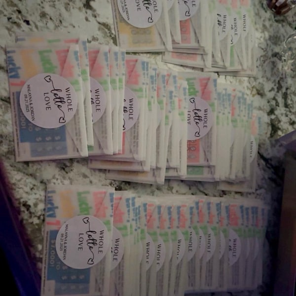 20 Custom Wedding Lottery Favor Stickers for Lotto Ticket Favor ...