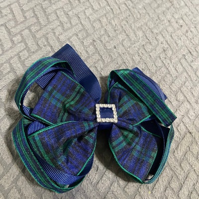 Black Double Layer Bow With Yellow Gold Single Top Layer and Top Knot ...