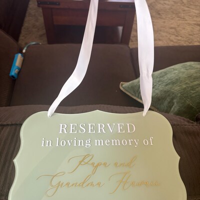 Reserved in Loving Memory Wedding Sign, Reserved Seat Sign, This Seat ...