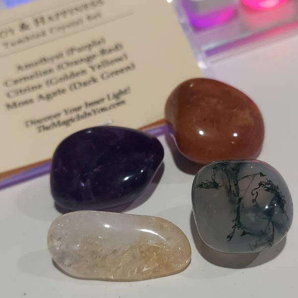 LYMPHATIC SYSTEM SUPPORT Tumbled Crystal Healing Set - 4 Gemstones With ...