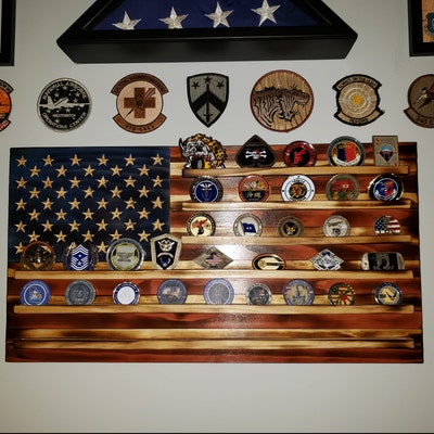 American Flag Challenge Coin Display - Etsy