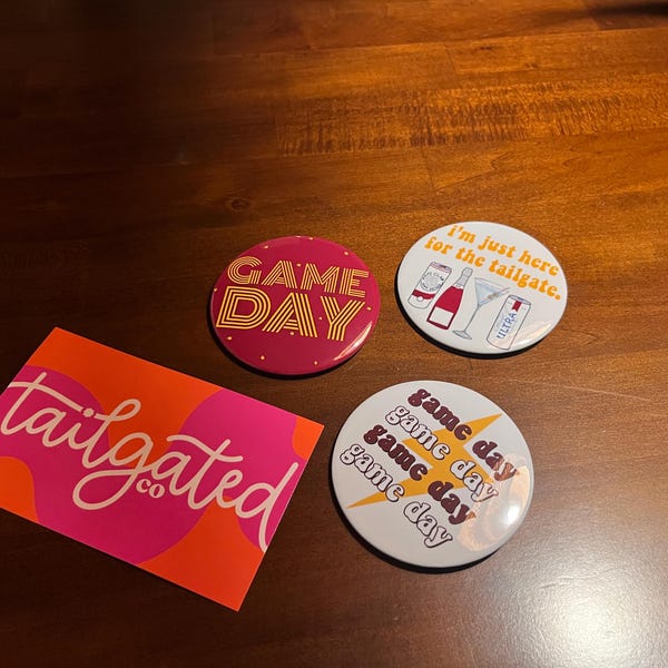 Purple & Gold Game Day Tailgate Buttons | Game Day Pins | College ...