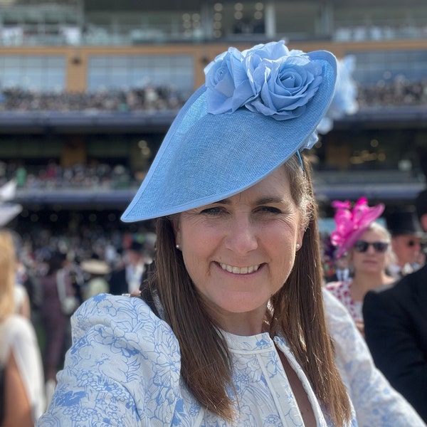 Large Light Blue Teardrop Fascinator Hat Big Hatinator Wedding Guest ...
