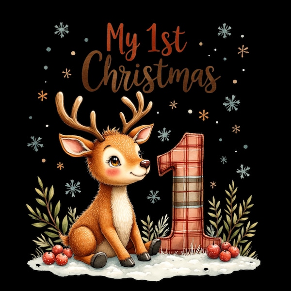 18 Watercolor My 1st Christmas Clipart Set – Baby Xmas PNG (digital ...
