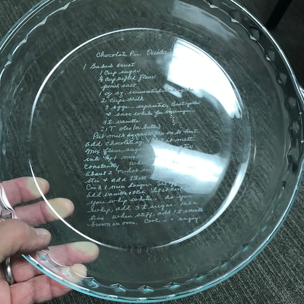 Transform HANDWRITTEN RECIPE Into an Engraved Pie Plate - Family ...