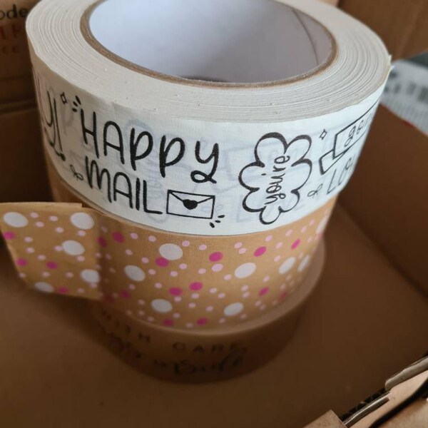 Eco Friendly Packaging Tape Chistmas Happy Mail Fun White Kraft Tape ...