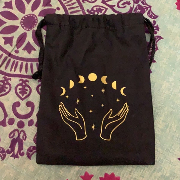 Moon Witch Drawstring Pouch Bag for Tarot Cards, Crystals, Witchy ...