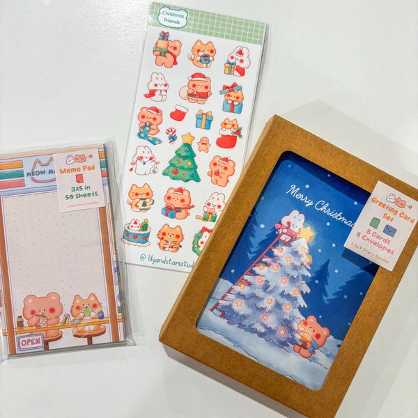 Christmas Friends Sticker Sheet • Kawaii Holiday Matte Stickers - Etsy