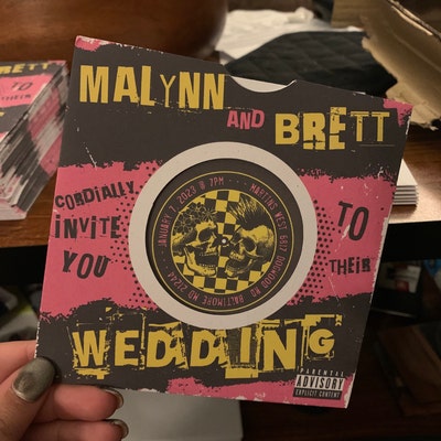 Personalised Punk Rock Album Record Inspired Wedding Invite, Invitation ...