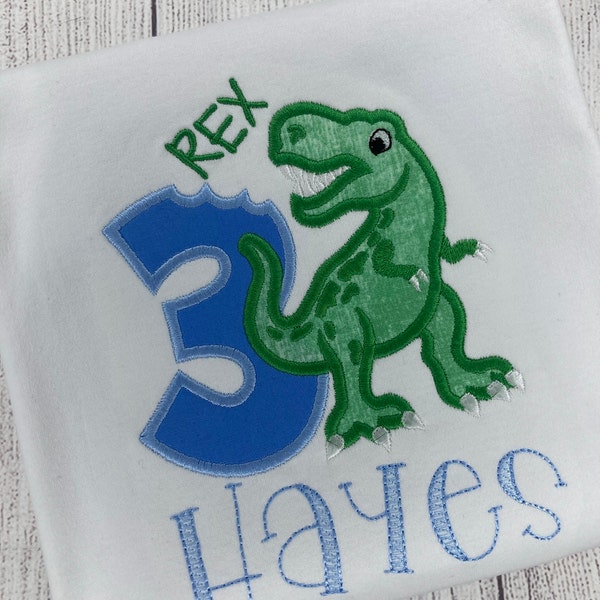 Rex Number 3 Applique,birthday Rex,birthday Boy Applique,third Birthday ...