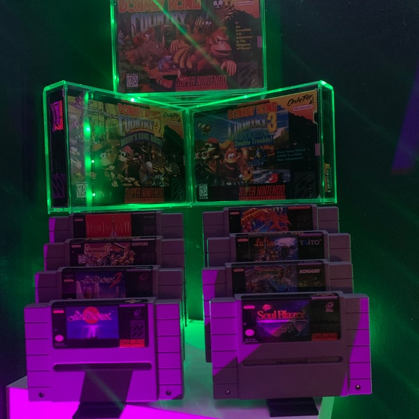Updated Set of 5 Bitlounger SNES Game Box Cartvault Acrylic Super ...