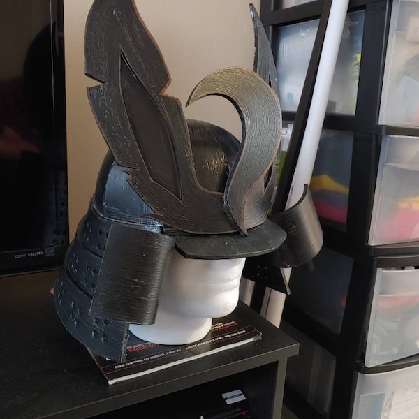 DIY Samurai Eva Foam Helmet Kabuto Template Pattern Blueprint Vector ...