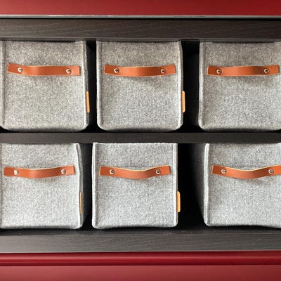 CD Box With Leather Handle, Felt Basket, CD Storage, Minimalist ...