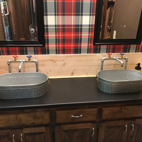 Industrial Design Handmade Galvanized Faucet With Brass Valves and ...