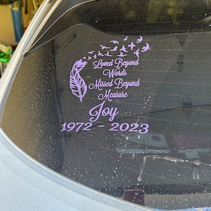 Loved Beyond Words, Missed Beyond Measure Car Decal, in Loving Memory ...