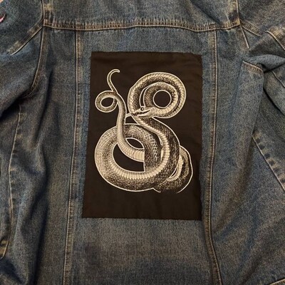 Snake Back Patch Serpent Large Patch, Slytherin, Punk Backpatch, Witchy ...