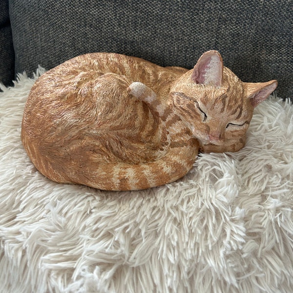 Cat Urn With Personalization cremation Pet Urn tabby Cat Funeral Statue ...