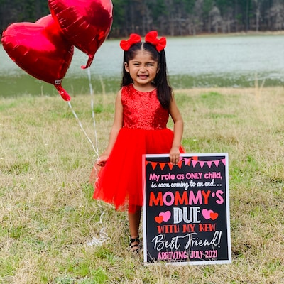 Pink Big Sister Announcement Valentine's Day Sign Promoted to Big Sis ...