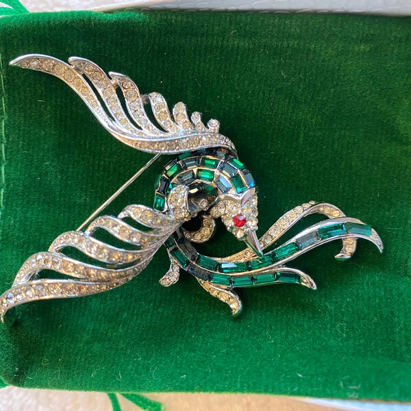 Vintage Schreiner 50's Brooch With Red and AB Rhinestone - Etsy