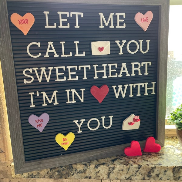 Valentines Day Heart Letter Board Ornaments // Felt Letter Board ...