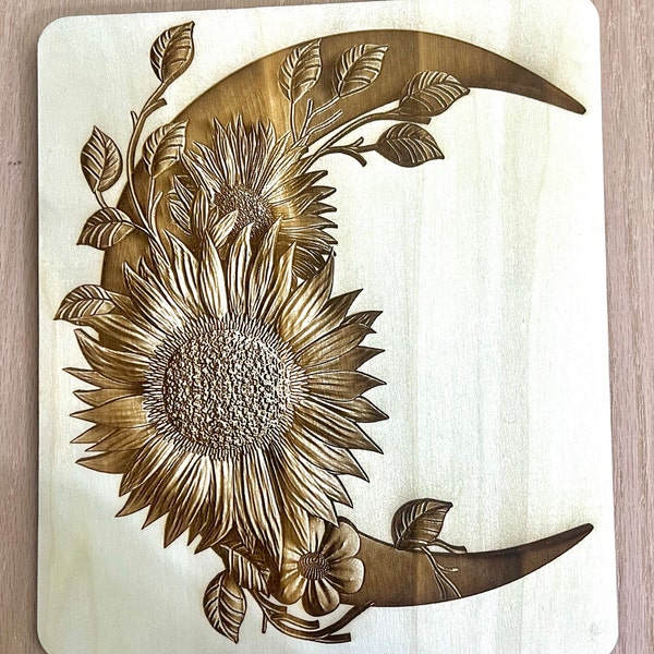 Digital Design File - Moon and Sunflower - Glowforge - Laser Ready ...