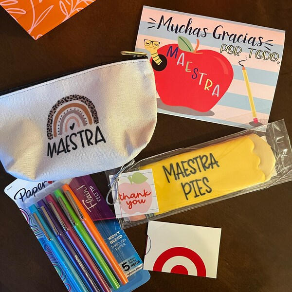 Spanish Teacher Thank You Card Printable With Apple, Instant Download ...