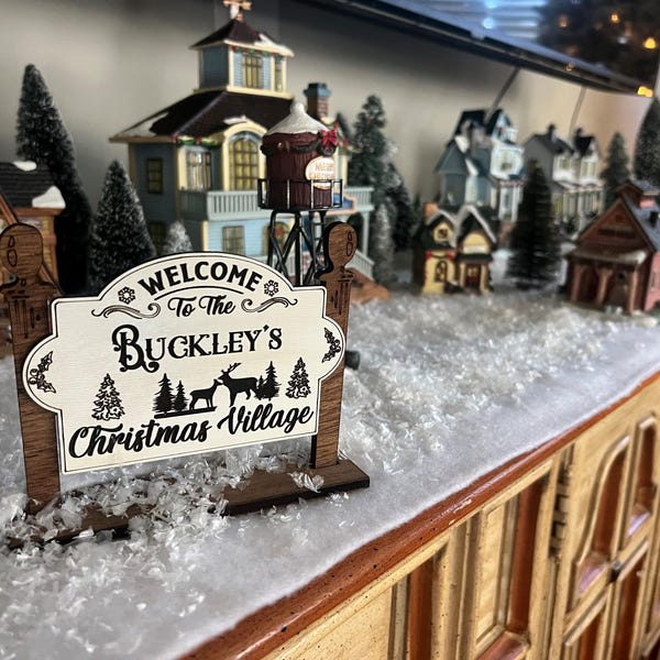 Personalized Christmas Village Sign, Welcome to Our Village Sign ...