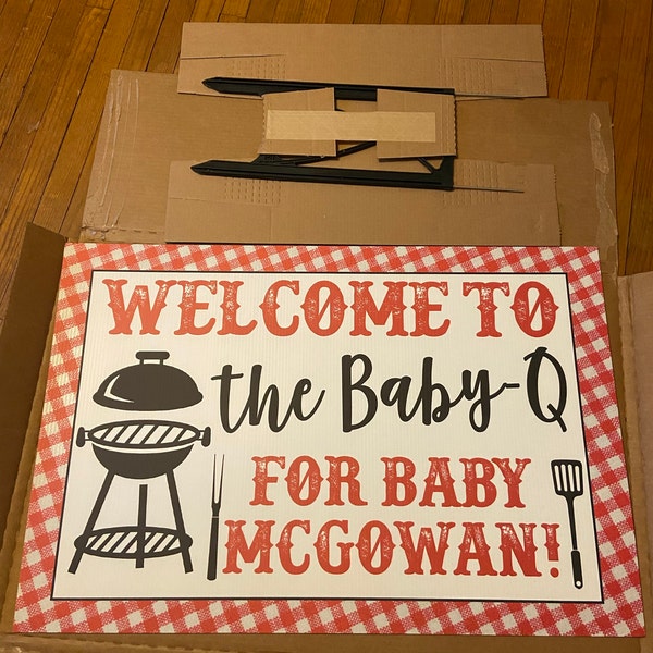Baby Q Baby Shower Sign, Barbeque Baby Shower Yard Sign, Baby-q Welcome ...